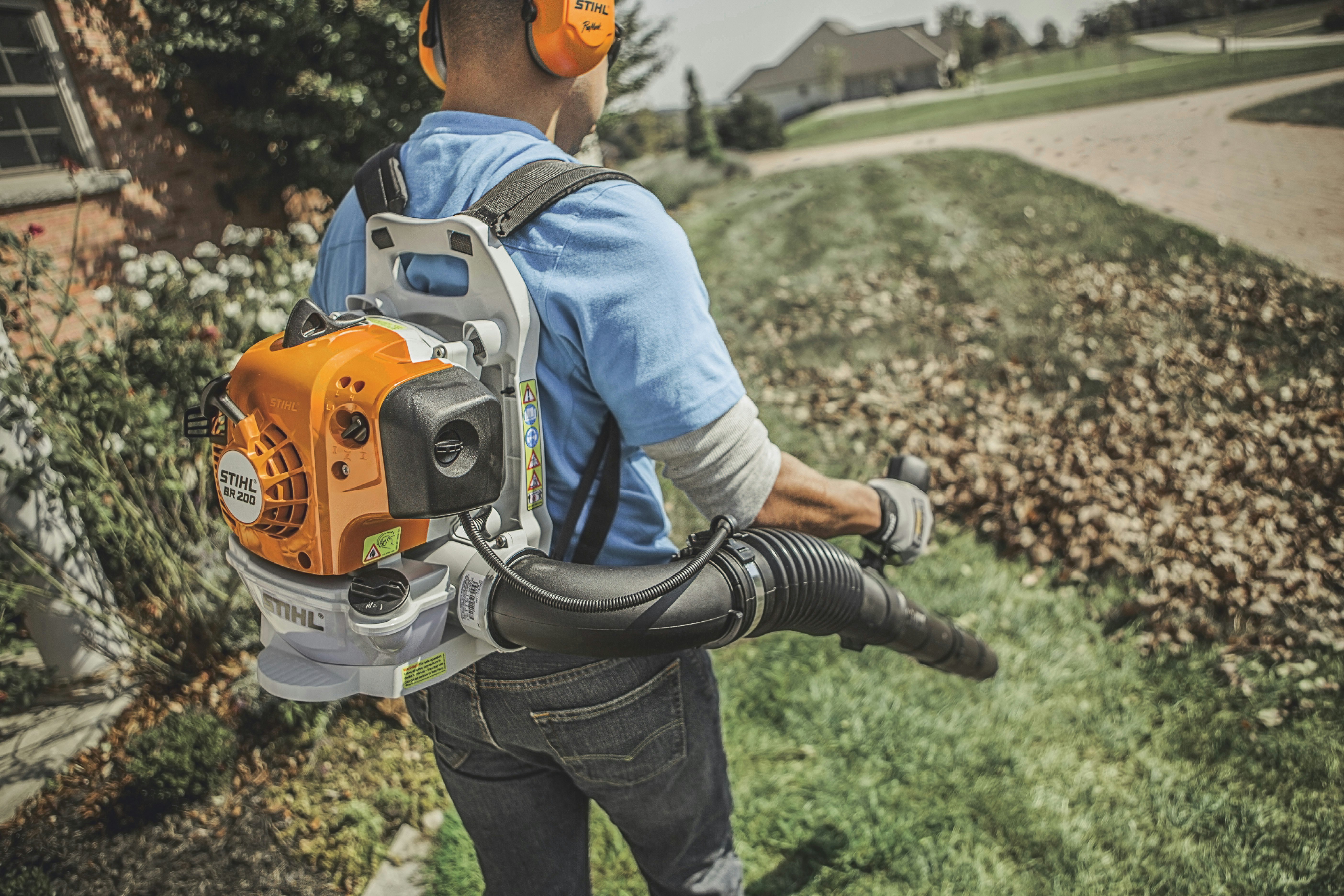 proper leaf blowing technique